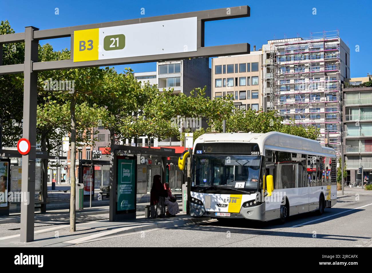 Antwerp, Belgium - August 2022: Buse waiting to depart from one of the ...