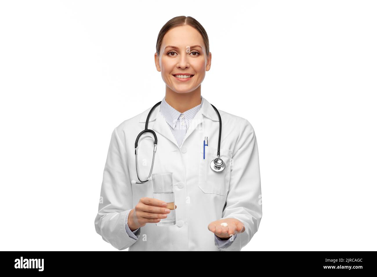 doctor with medicine and glass of water Stock Photo - Alamy
