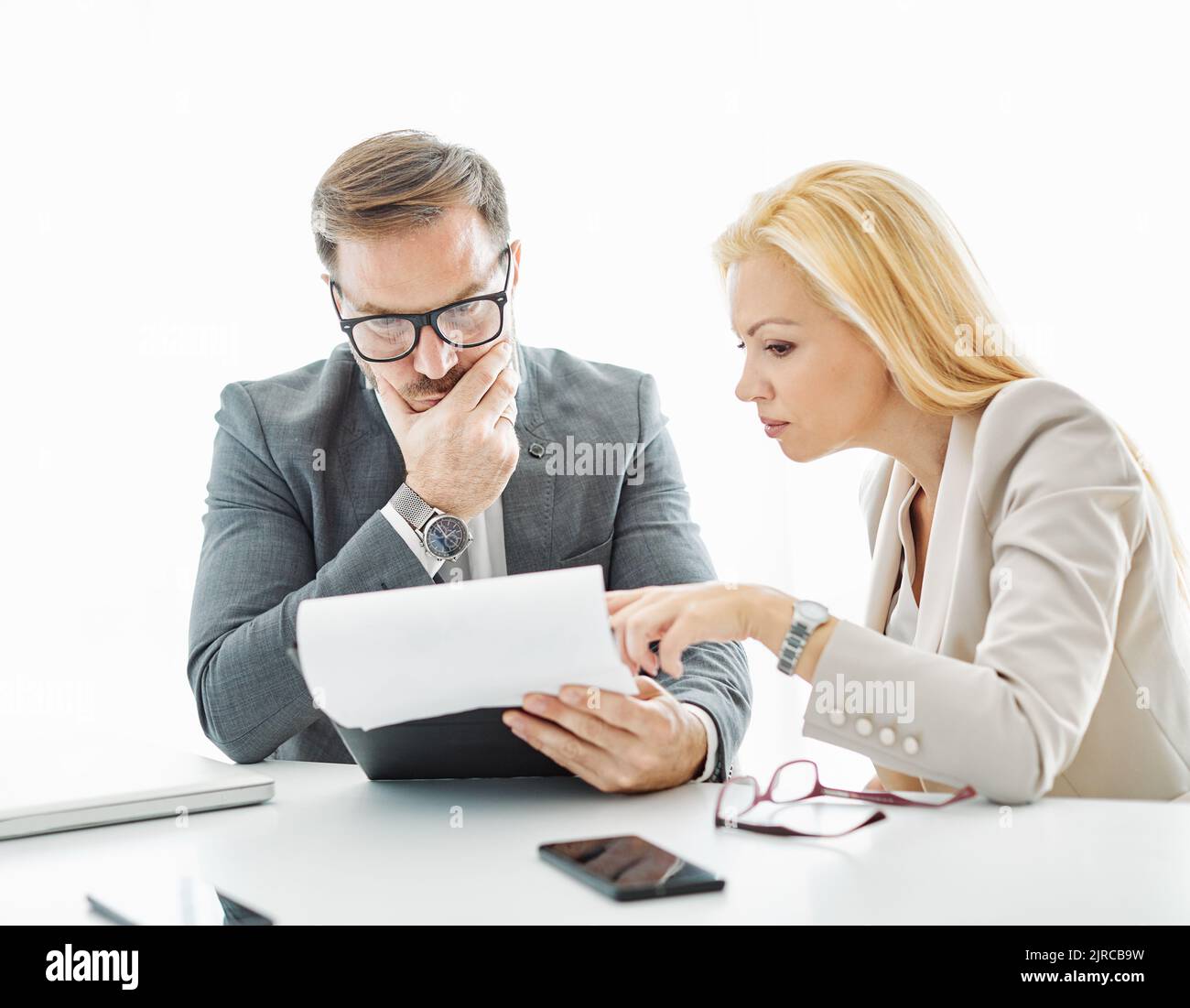 young business people meeting office teamwork paperwork document ...