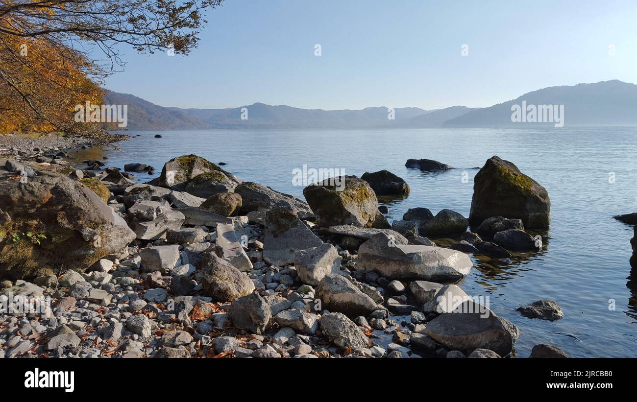 Autumn coastal views from volcanic Lake Towada Stock Photo - Alamy