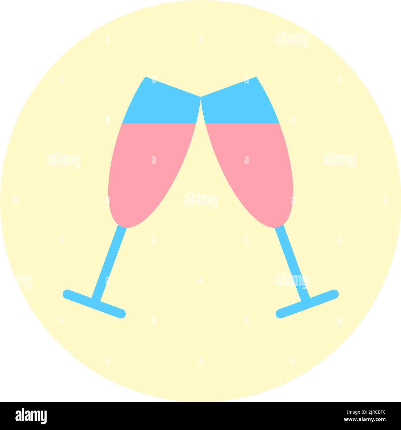 Two cheering pink Champagne glasses flat icon Stock Vector Image & Art ...