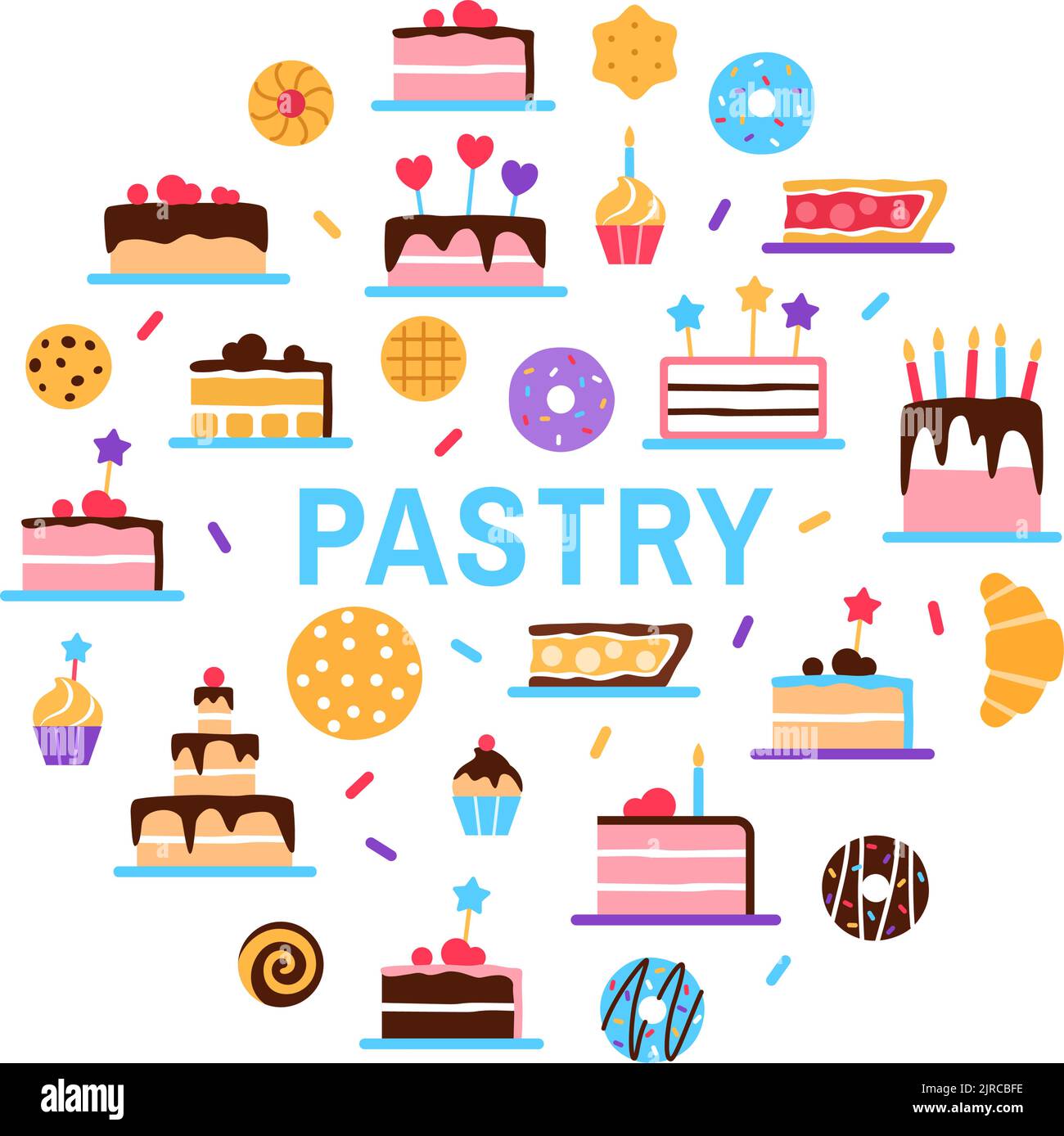 Pastry shop circle concept on white background Stock Vector Image & Art ...
