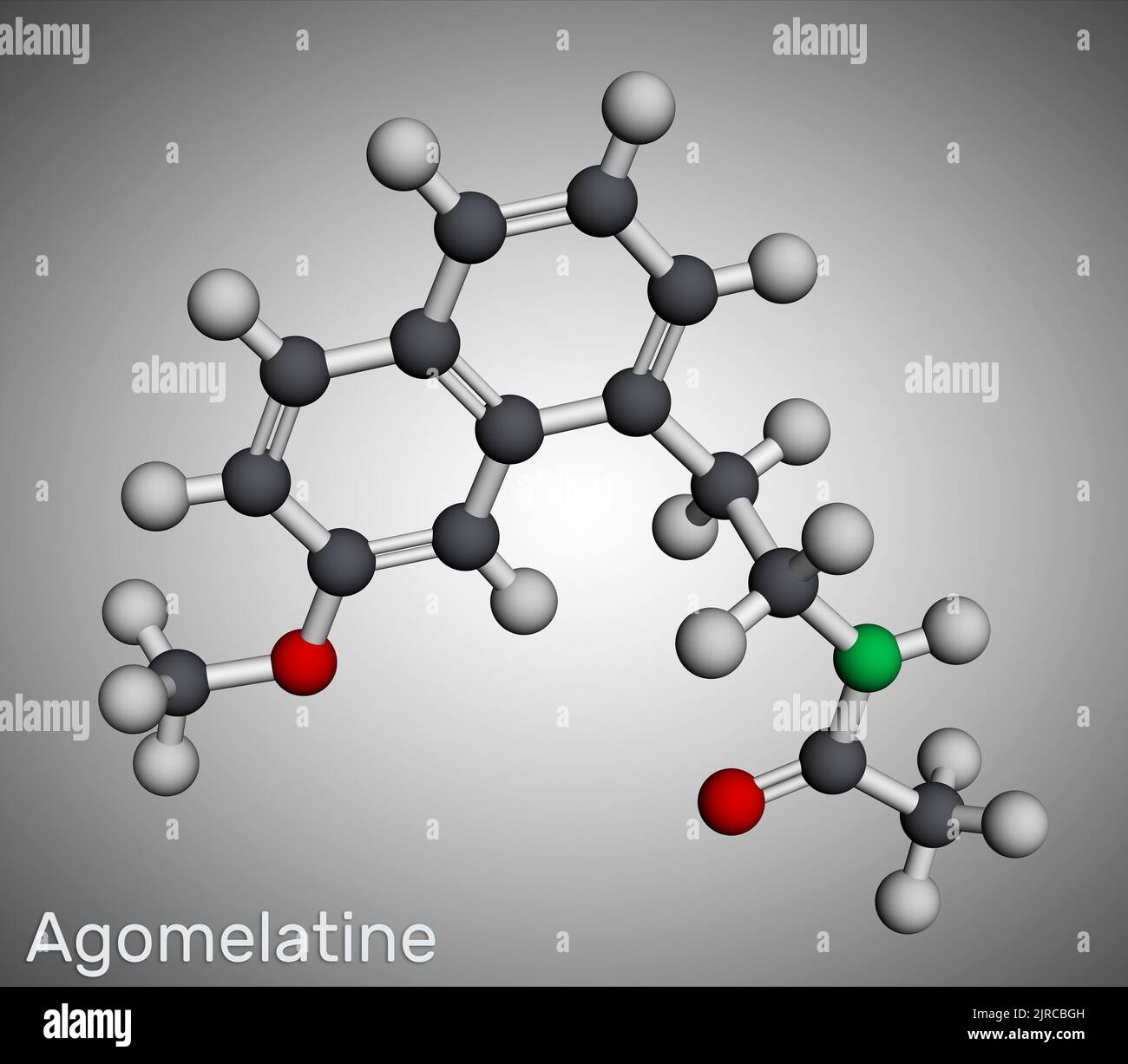 Agomelatine molecule. It is atypical antidepressant, used to treat major depressive disorder ...