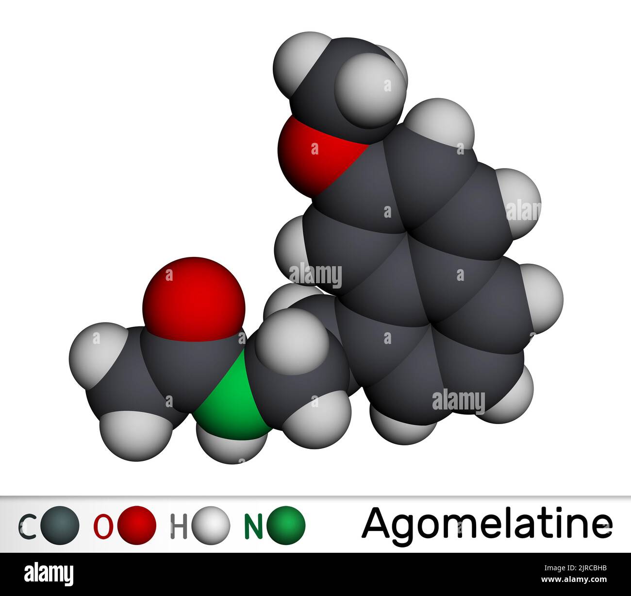 Agomelatine molecule. It is atypical antidepressant, used to treat ...