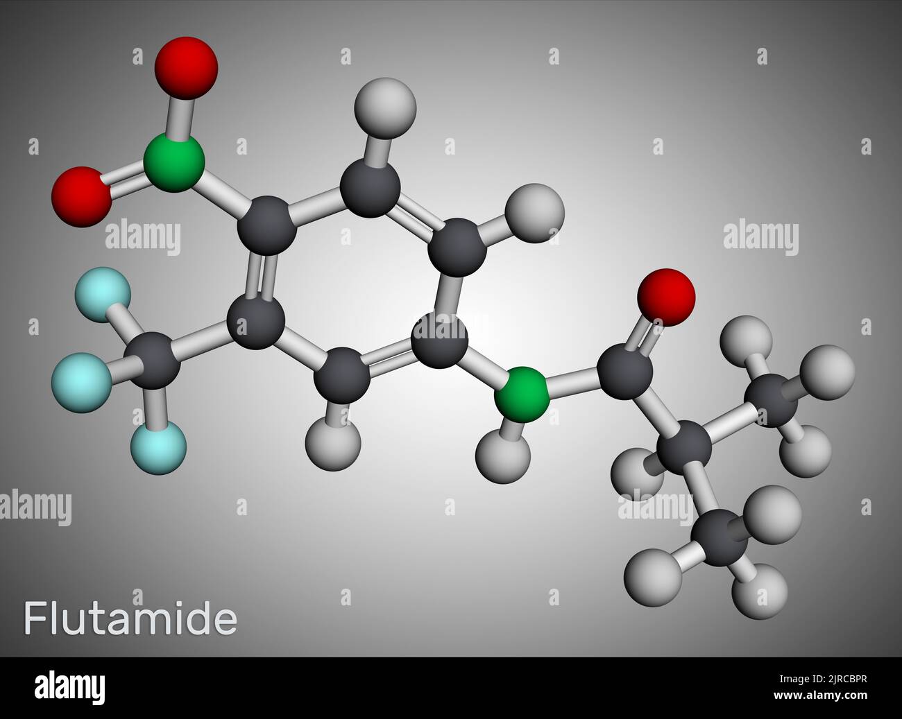Flutamide molecule. It is is antiandrogen used for locally confined ...