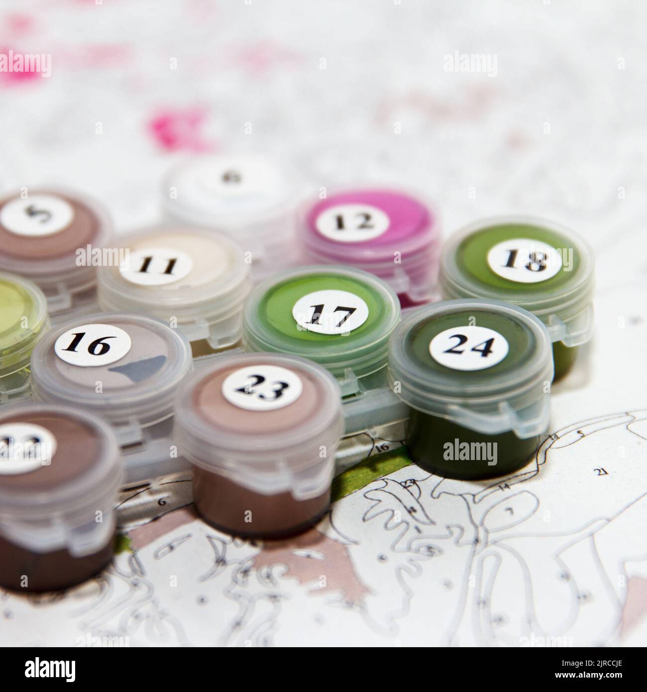 Multi-color bright palette of acrylic paints for drawing a picture by ...