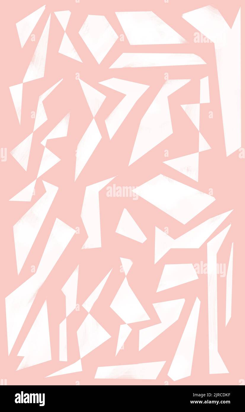 Beautiful different geometrical shapes in white on pink background, art ...