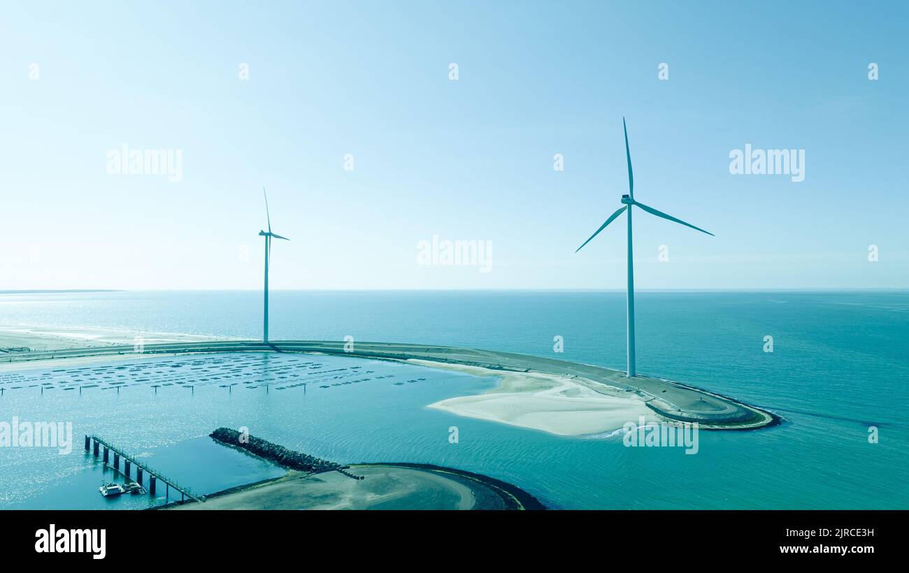 Neeltje Jans bridges and wind turbines Stock Photo - Alamy