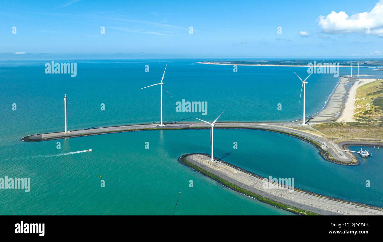 Neeltje Jans bridges and wind turbines Stock Photo - Alamy