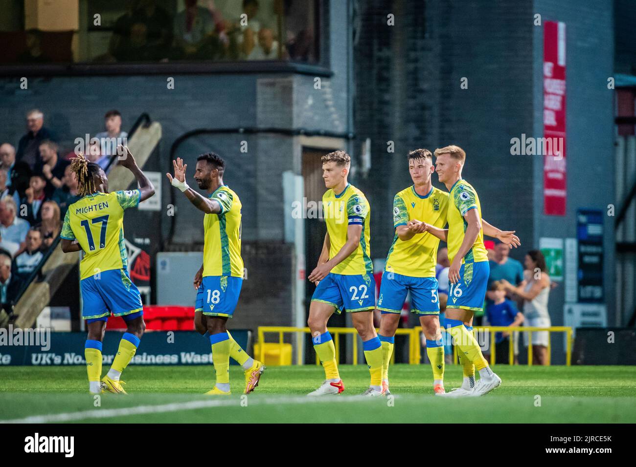 Sam Surridge #16 of Nottingham Forest celebrates scoring his teams ...