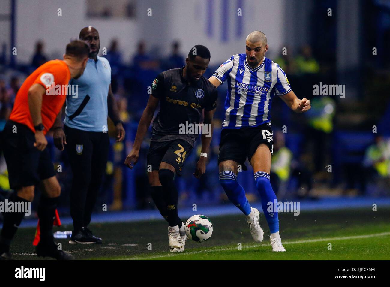 Cameron John #24 of Rochdale and Callum Paterson #13 of Sheffield ...