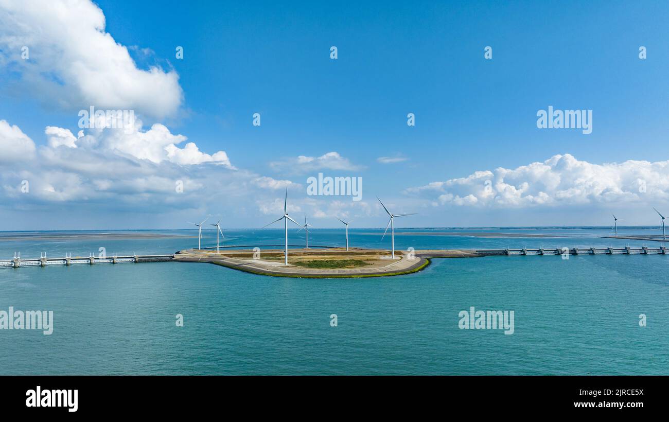 Neeltje Jans bridges and wind turbines Stock Photo - Alamy