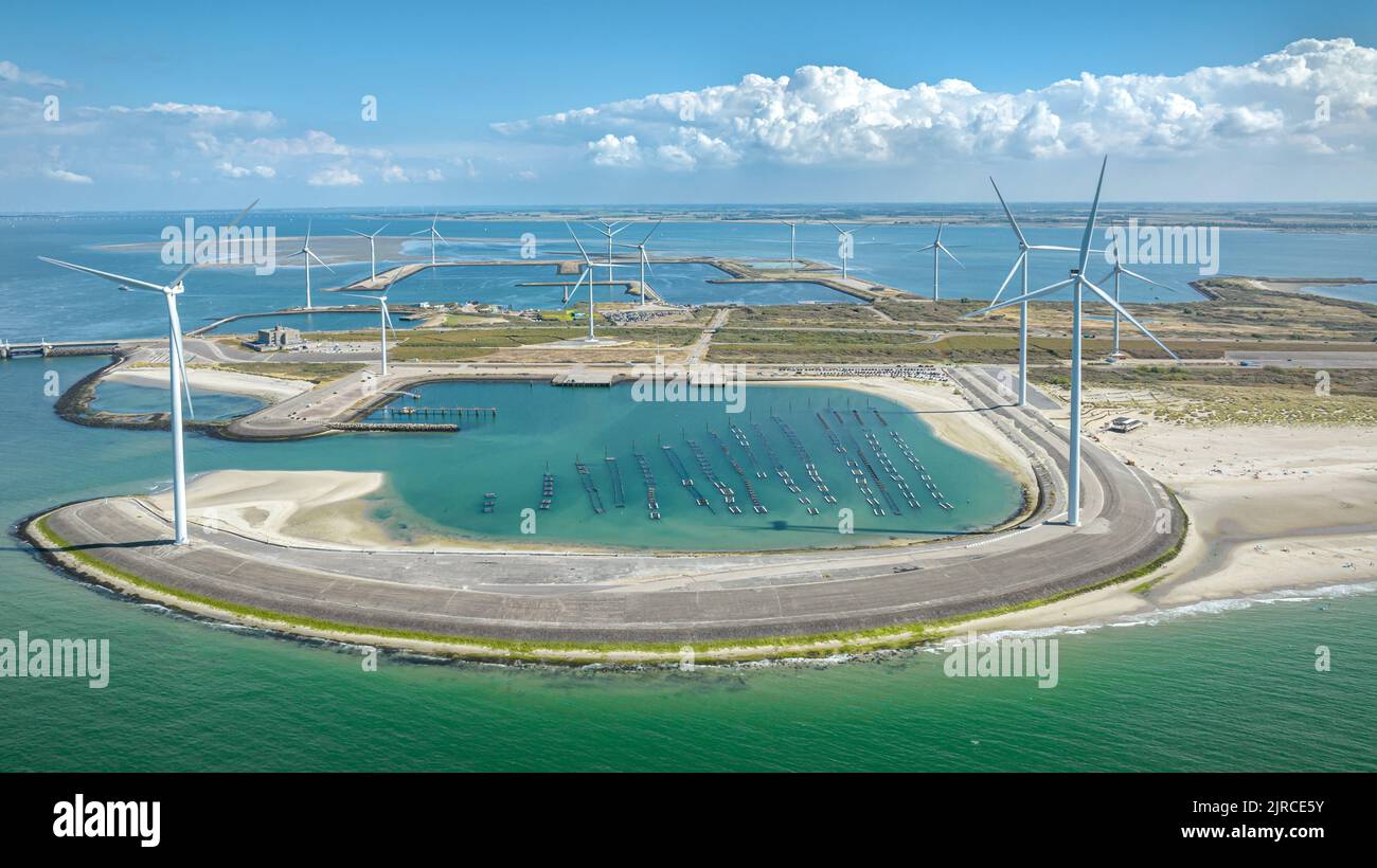 Neeltje Jans bridges and wind turbines Stock Photo - Alamy