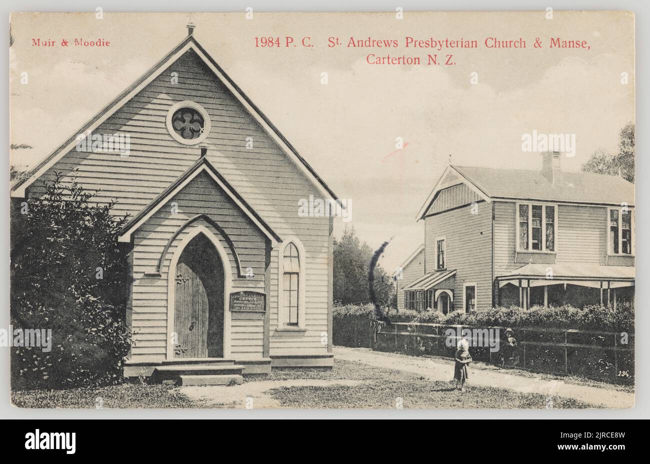 St. Andrews Presbyterian Church and Manse, Carterton, New Zealand, 1904 ...