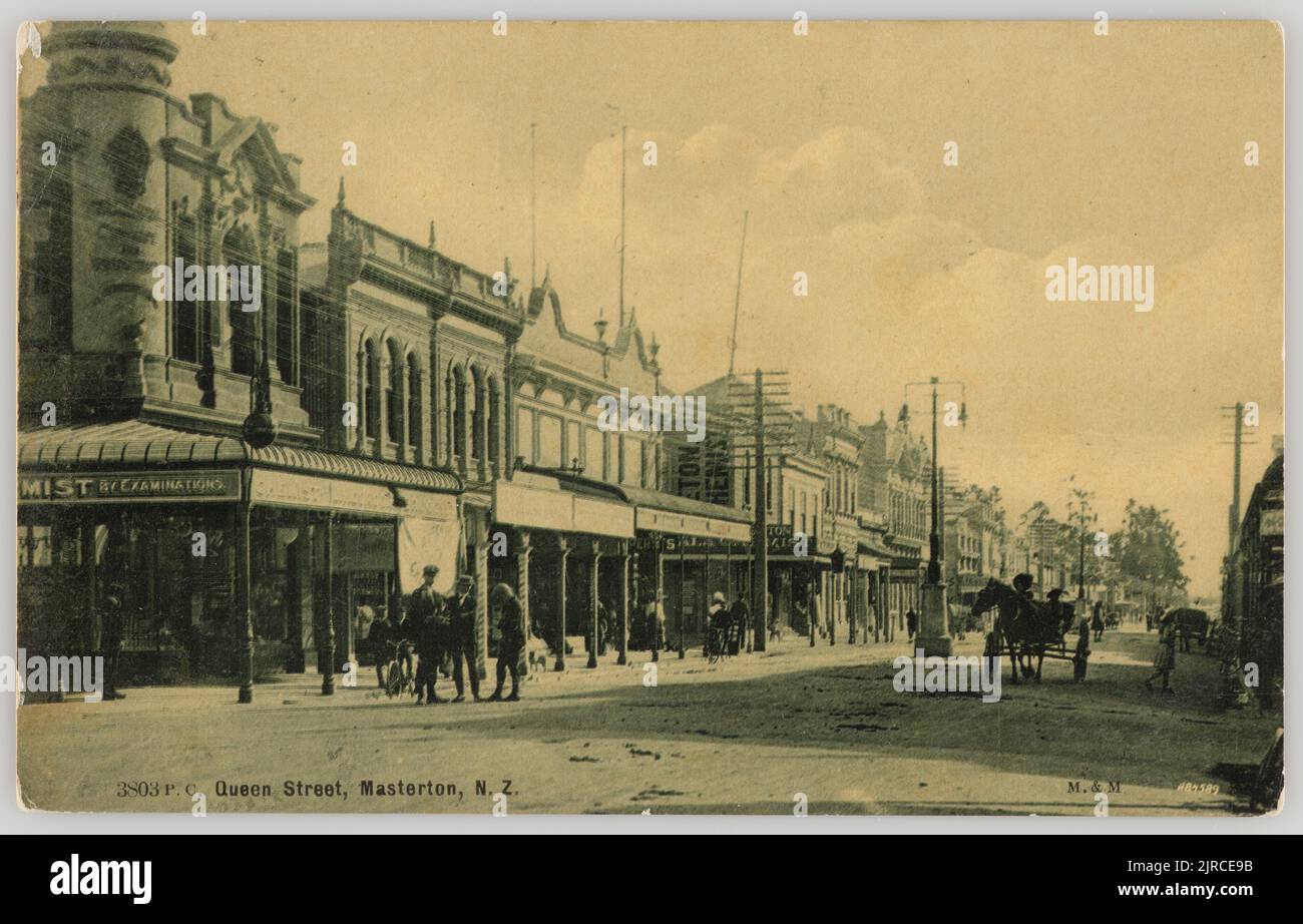 Queen Street, Masterton, 1909, Masterton, by Muir & Moodie Stock Photo ...
