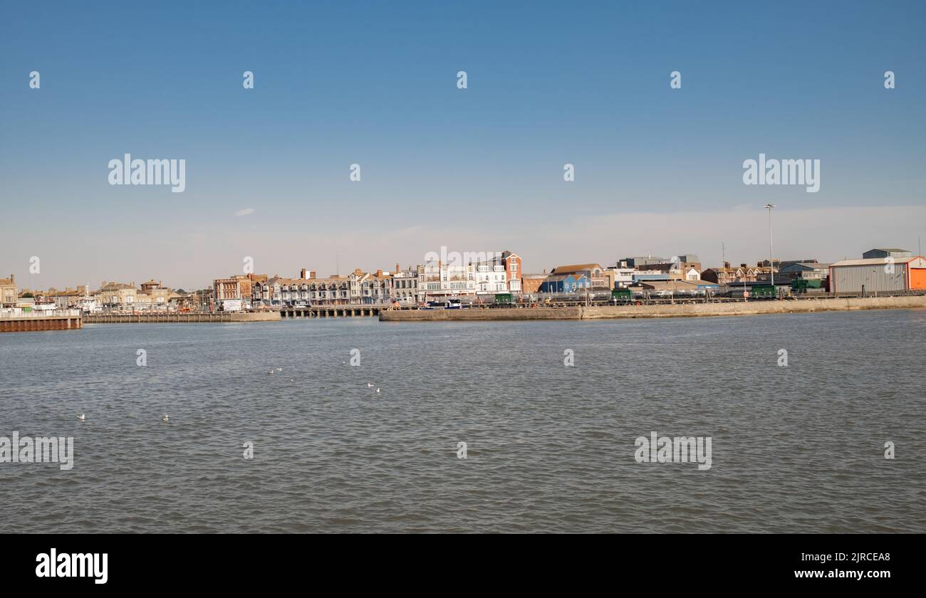Lowestoft, Suffolk, UK – August 14 2022. Lowestoft docks and harbour on ...