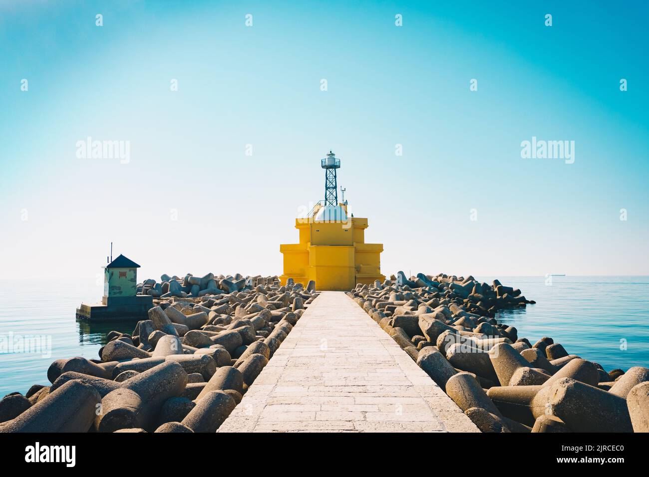 Lighthouse of Punta Sabbioni in Italy. Landmark in the Veneto region at ...