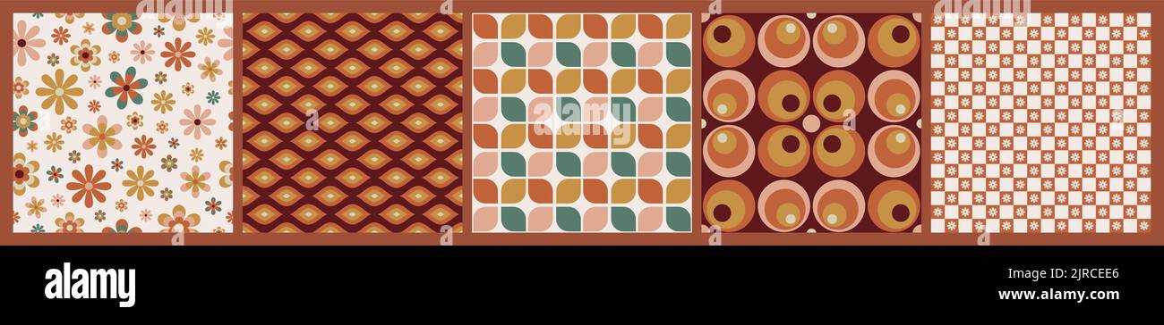 Set of 70 s seamless pattern. Retro geometric seamless background in ...