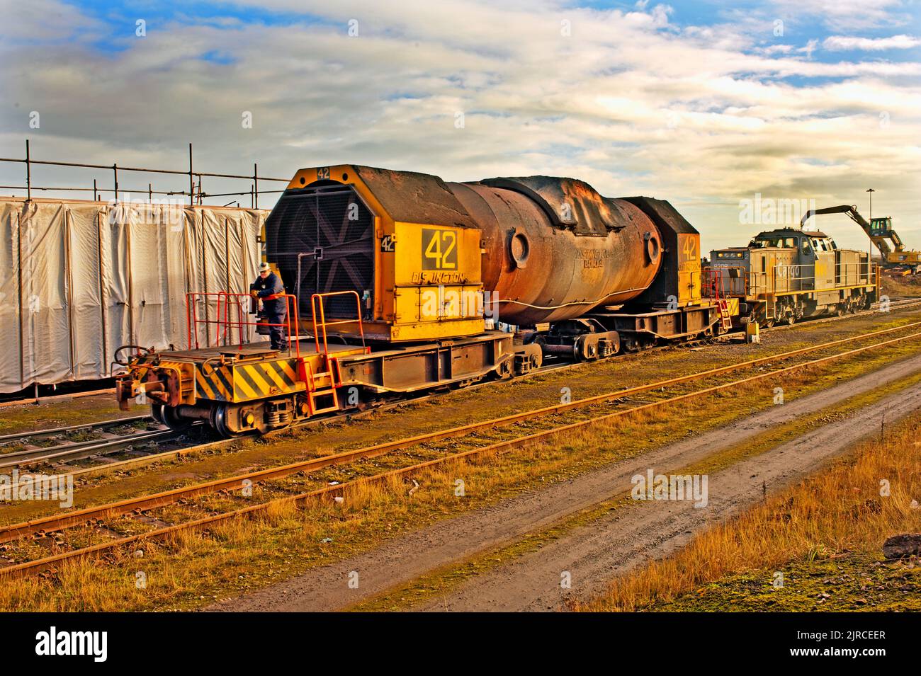 Torpedo molten steel wagon at Steel furnace, Redcar, Cleveland, England ...