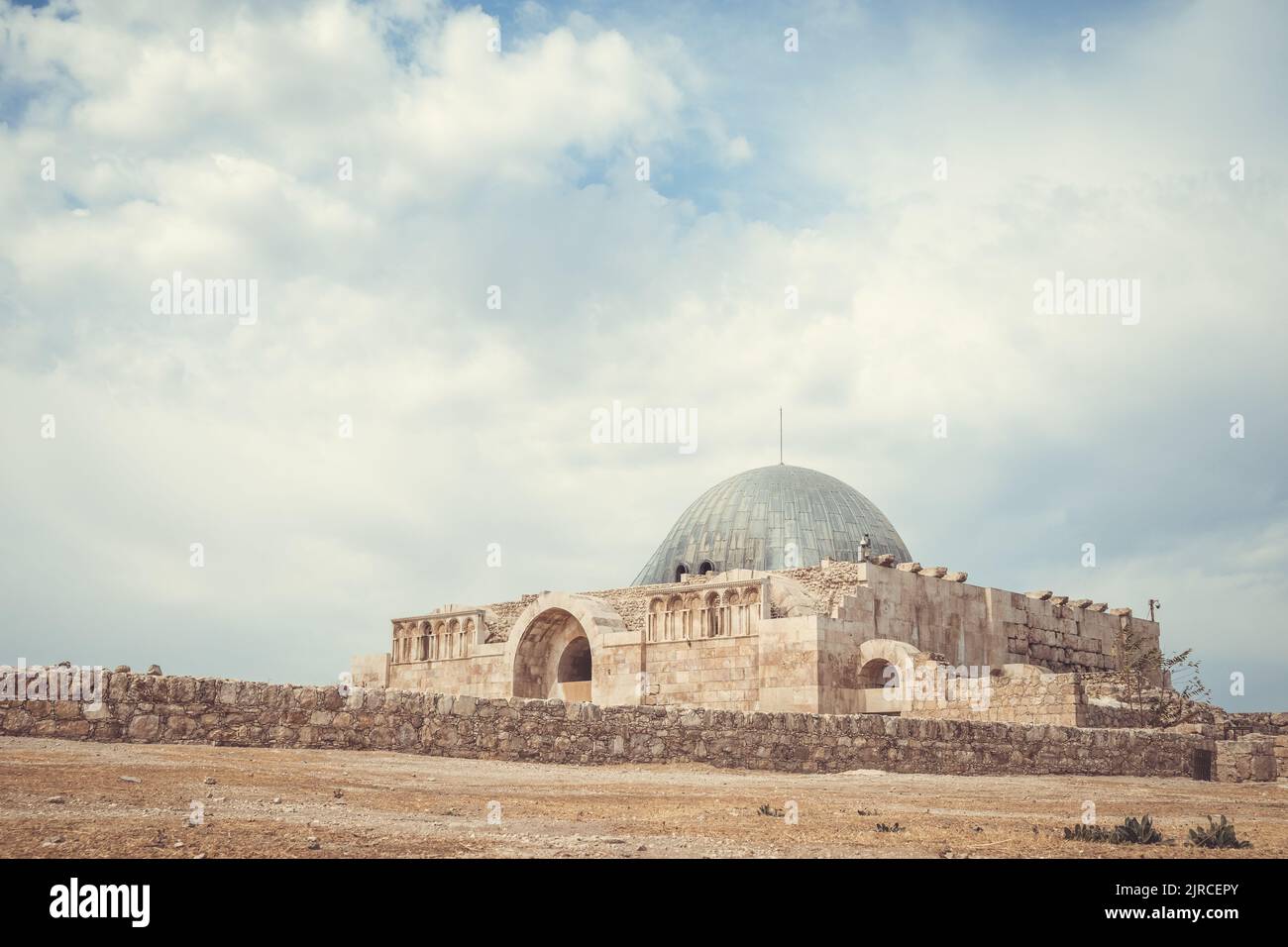 The exterior design of ancient Umayyad Palace in Amman, Jordan Stock ...