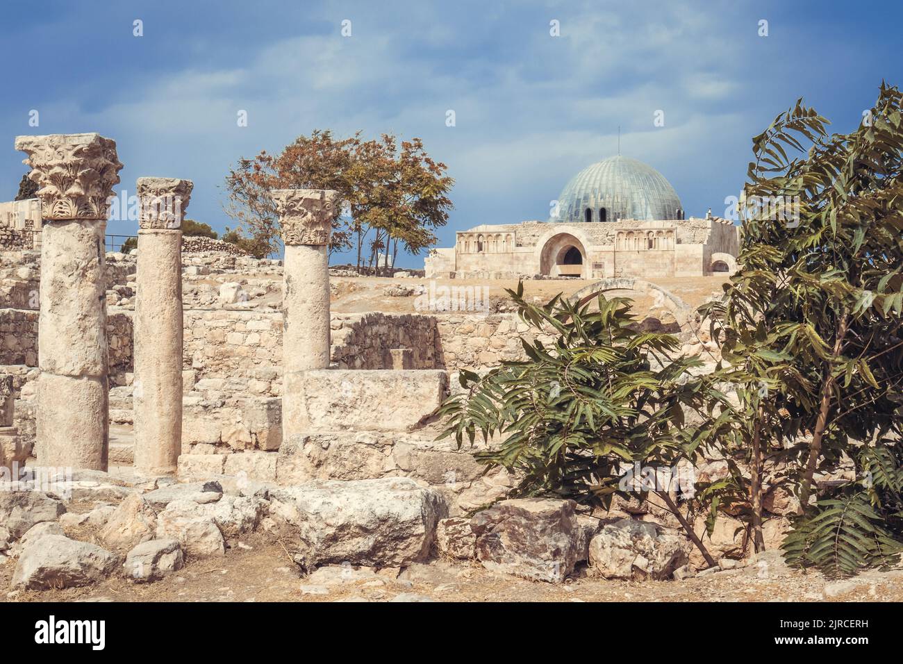 The exterior design and ruins of ancient Umayyad Palace in Amman ...