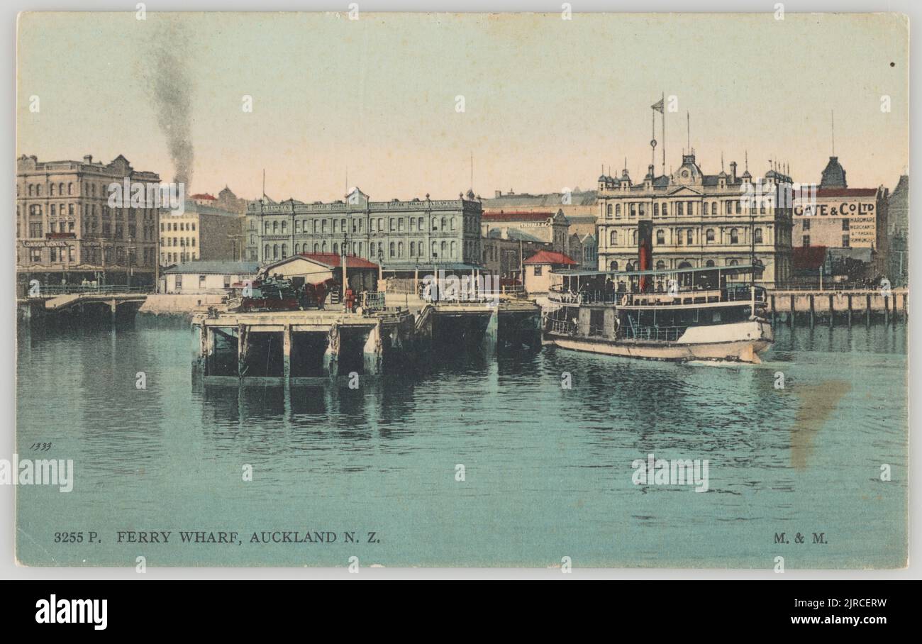 Ferry Wharf, Auckland, New Zealand, 1909, Auckland, by Muir & Moodie ...