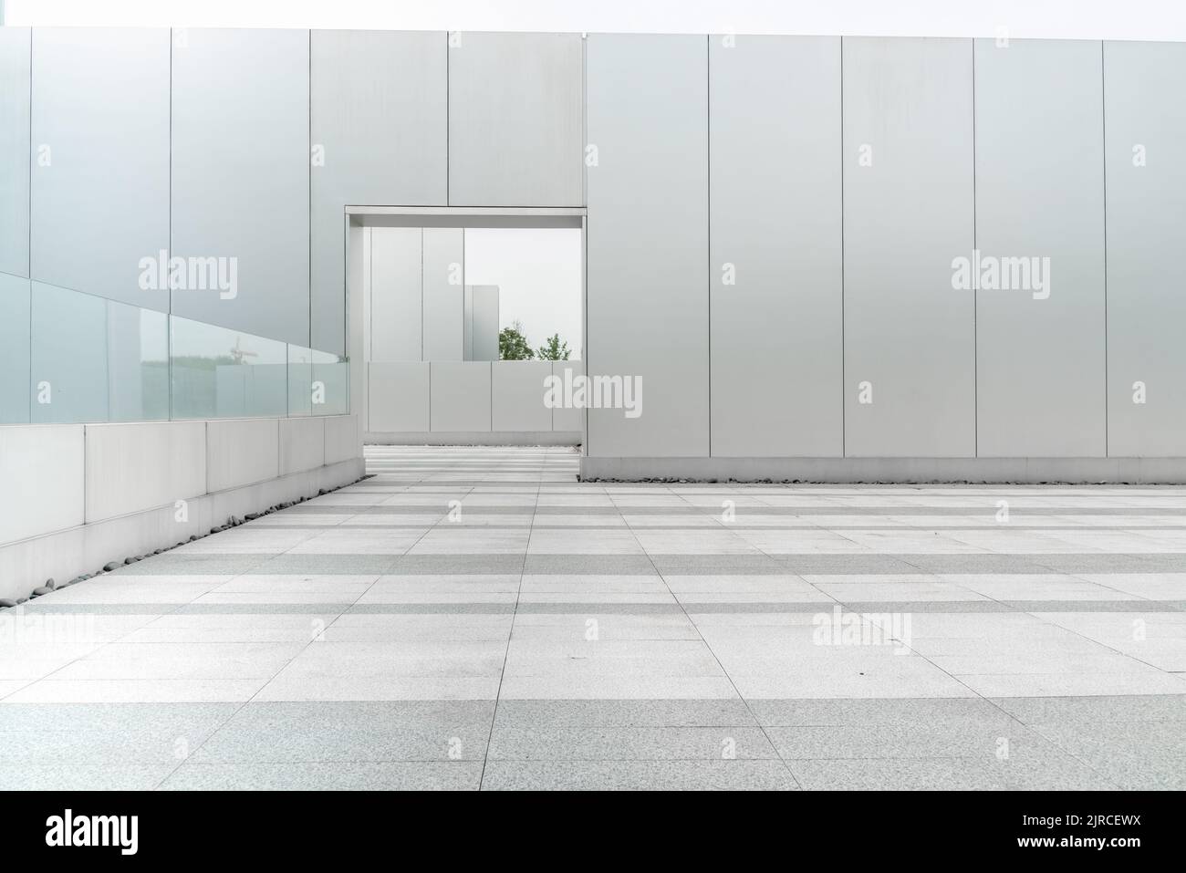 An empty ground floor in front of modern architecture exterior Stock ...