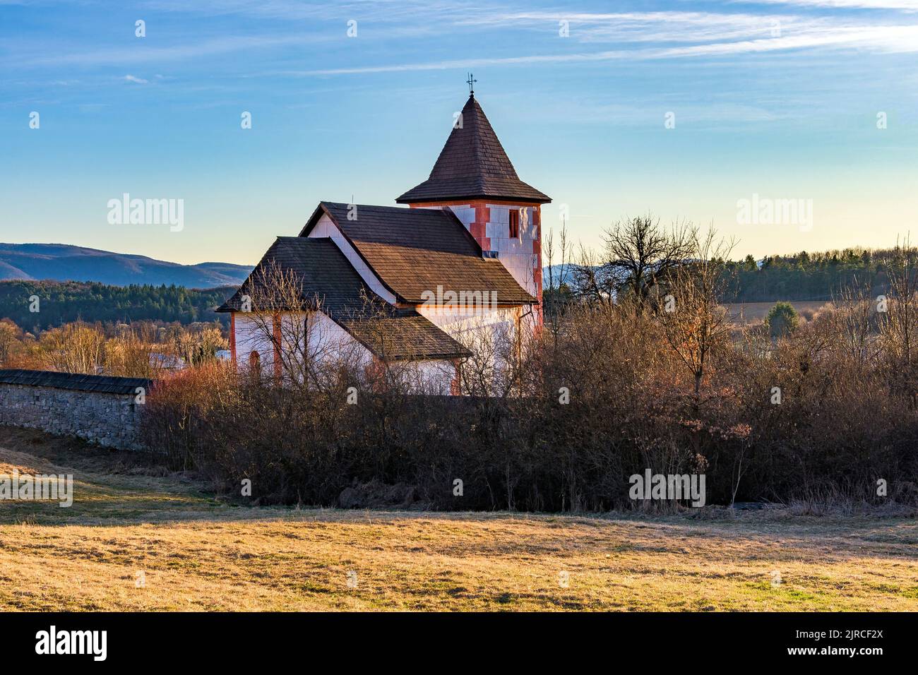 The exterior design of Church in Zolna, a part of Zvolen town from ...