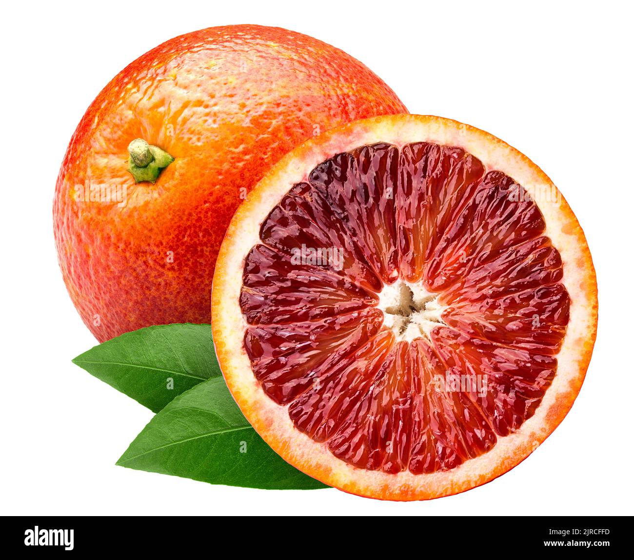 red blood orange slice, isolated on white background, clipping path ...