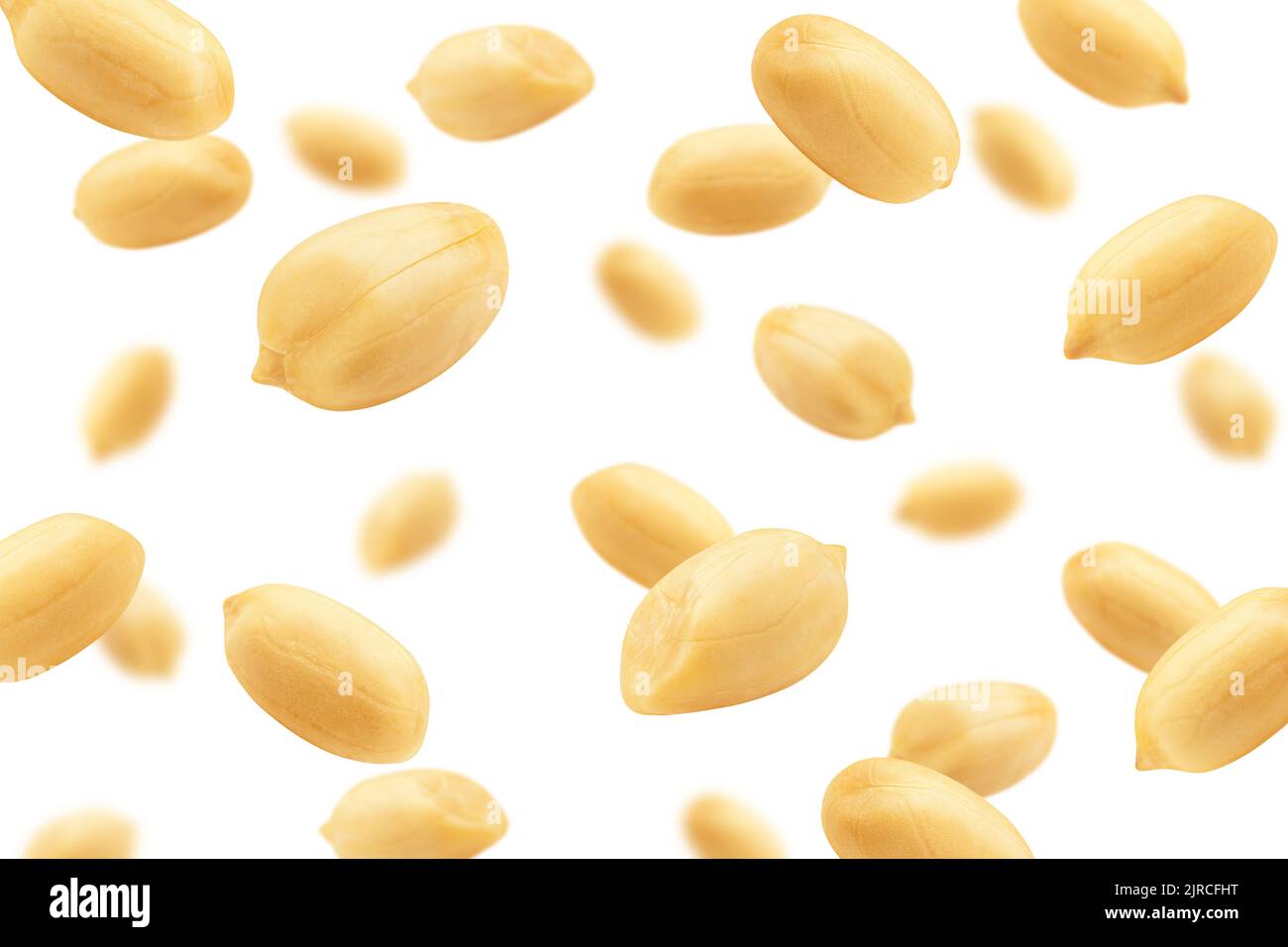 Falling peanut isolated on white background, selective focus Stock ...