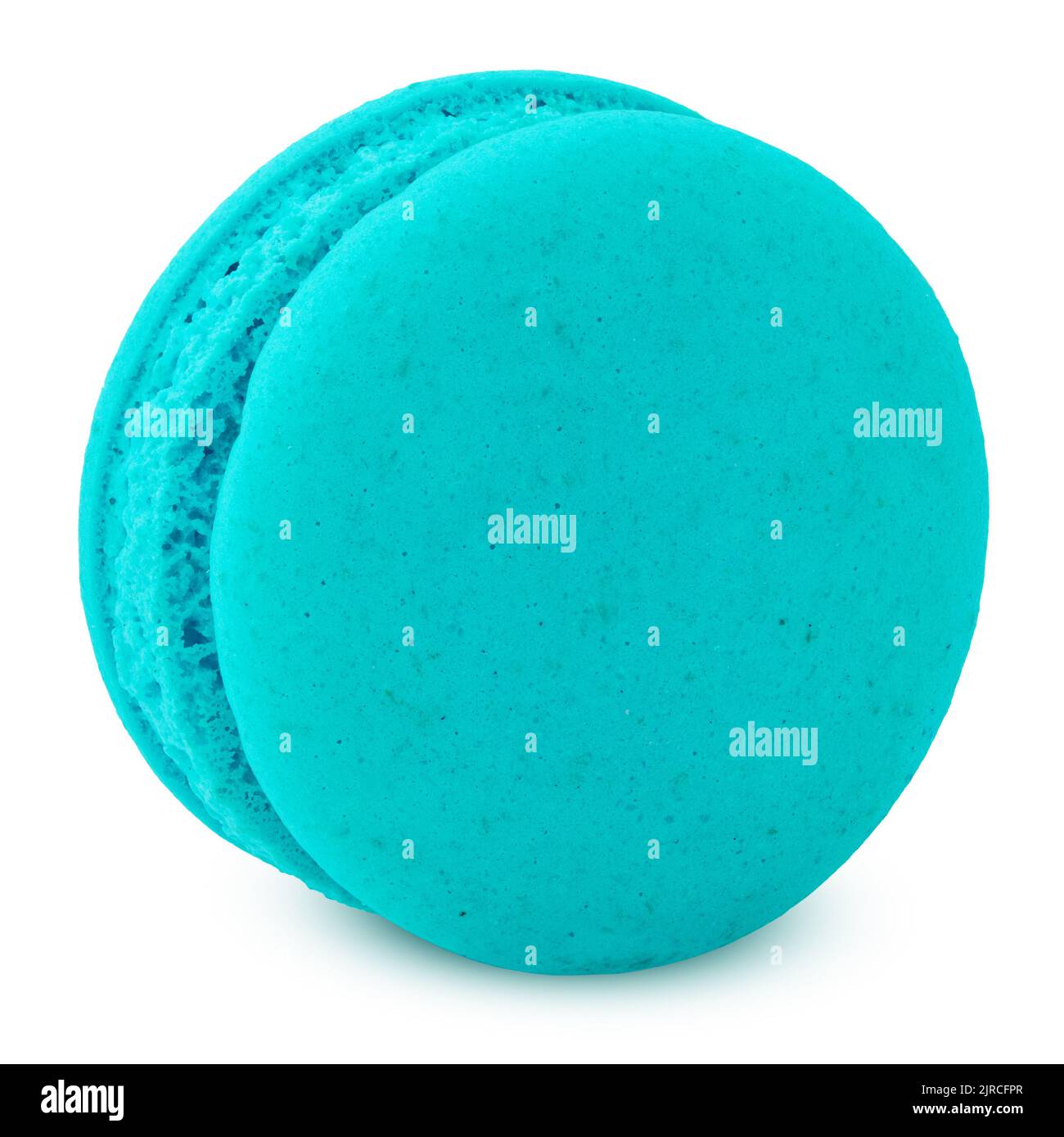 blue macaroon isolated on white background, clipping path, full depth ...