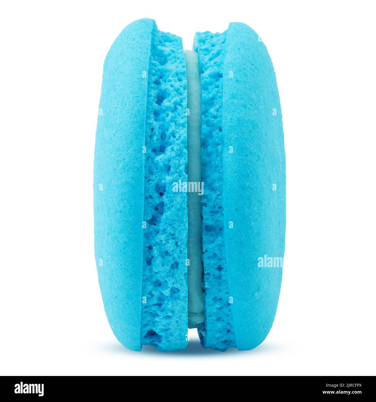 blue macaroon isolated on white background, clipping path, full depth ...