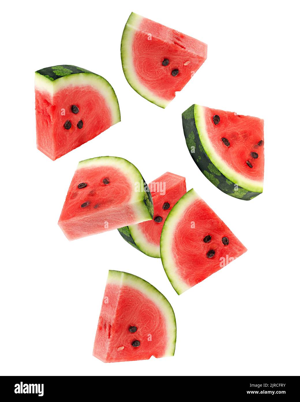 Falling watermelon isolated on white background, clipping path, full ...