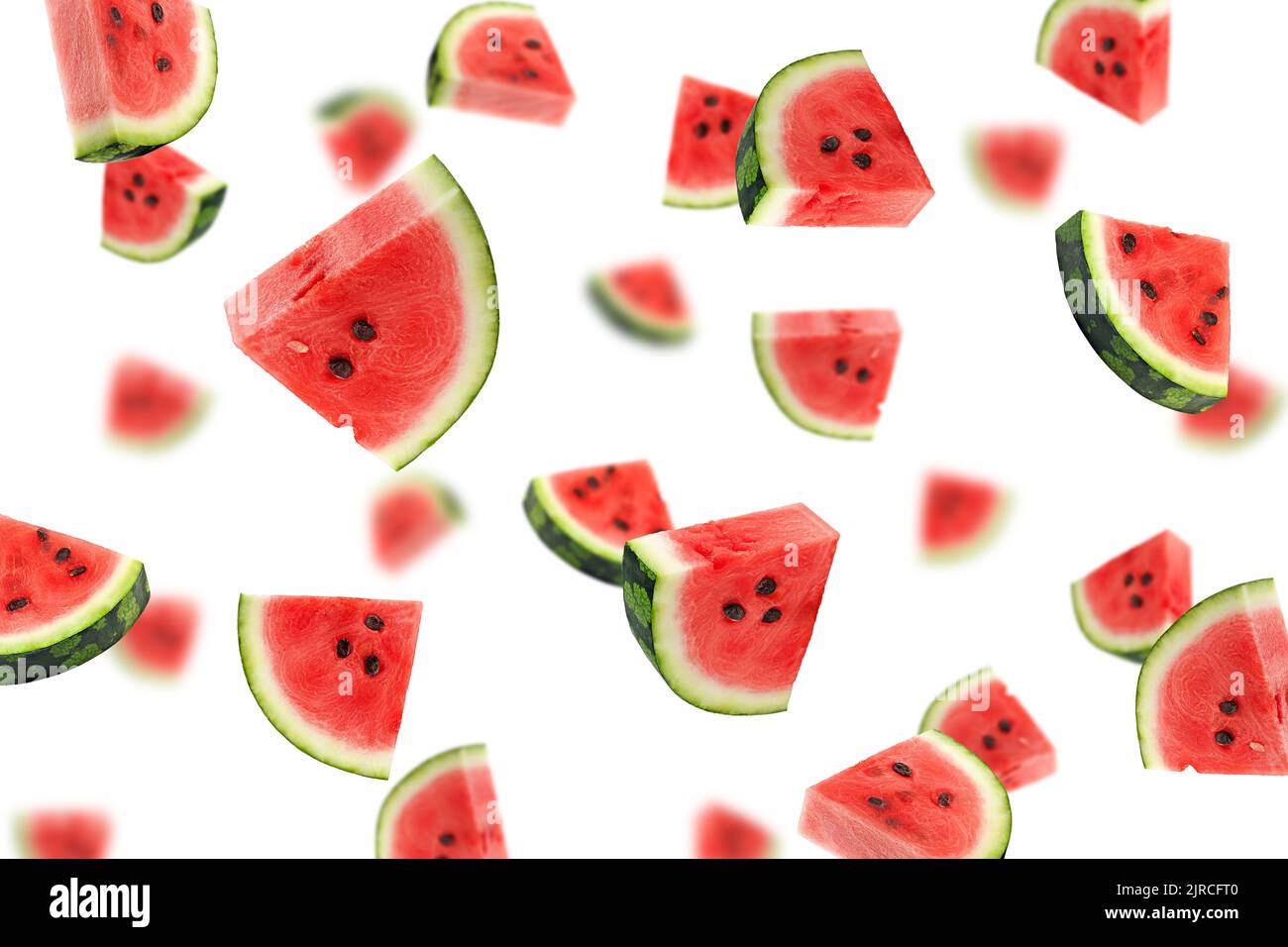 Falling watermelon isolated on white background, selective focus Stock ...