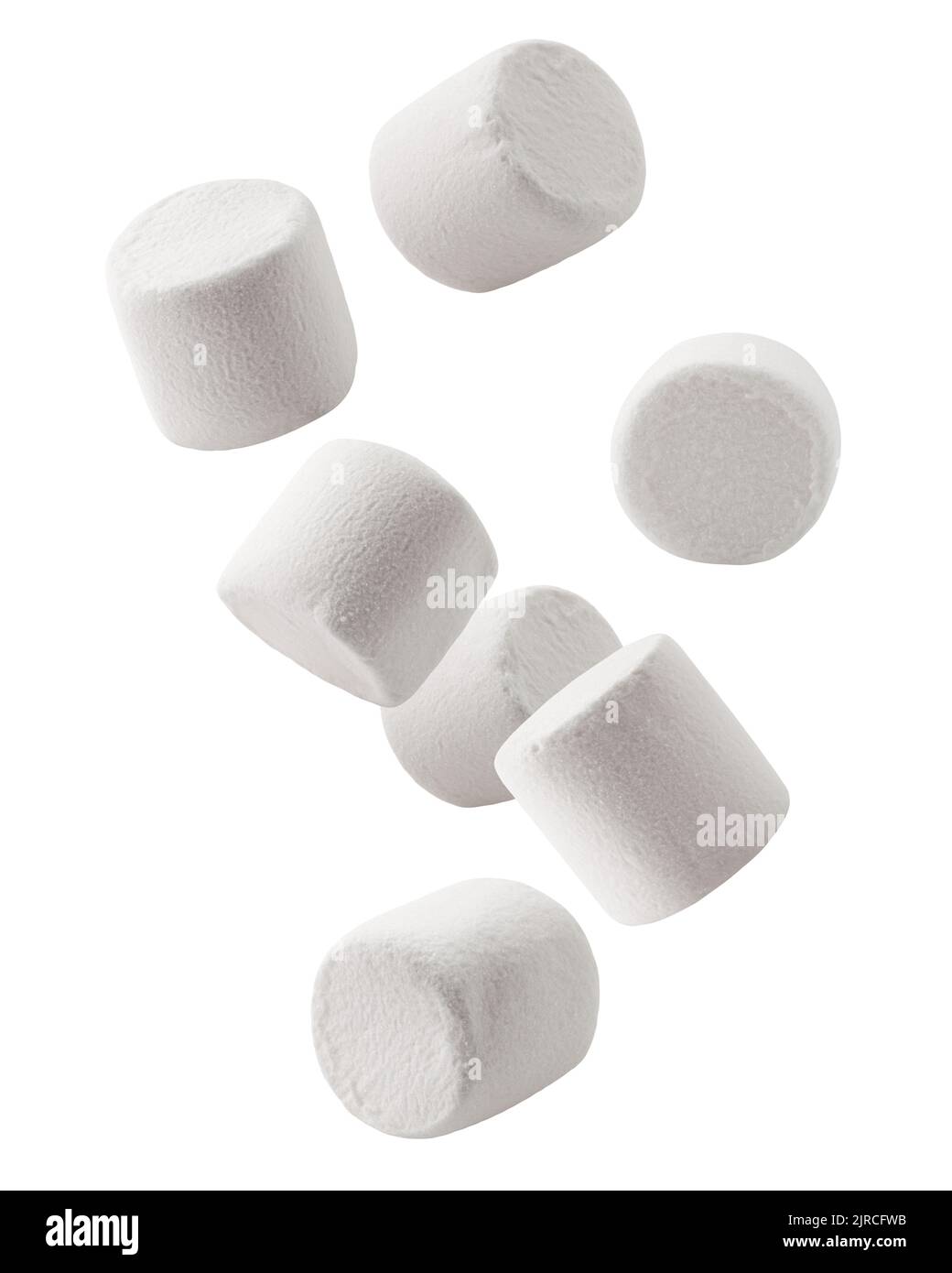 Falling marshmallow isolated on white background, clipping path, full ...