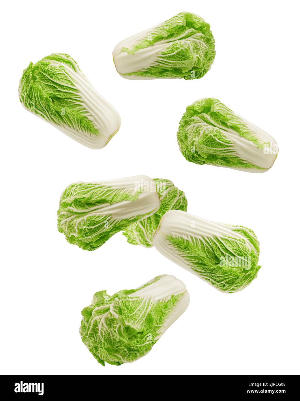 Falling chinese cabbage, isolated on white background, clipping path ...