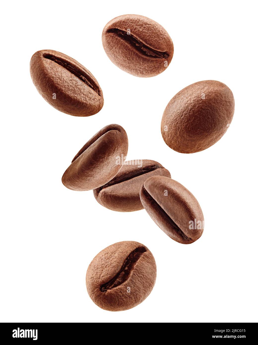 Falling coffee beans isolated on white background, clipping path, full ...