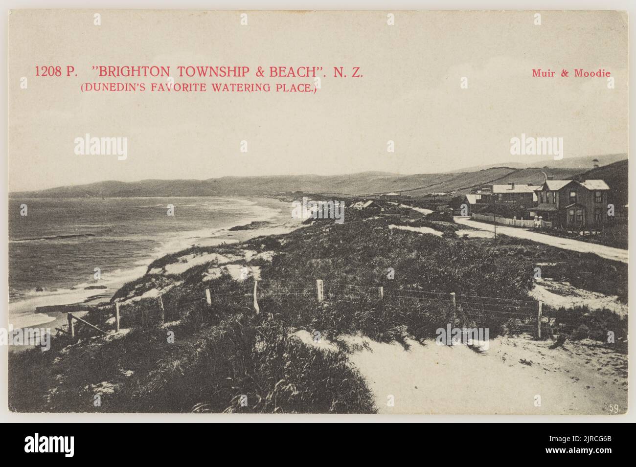 Brighton Township and Beach, New Zealand, 1905, Dunedin, by Muir ...