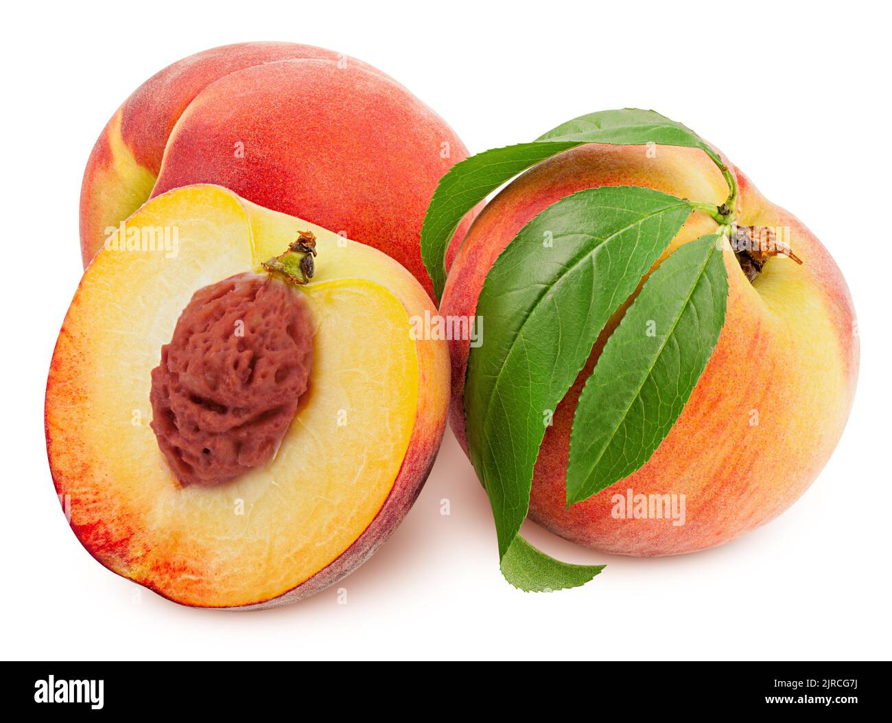 Peach isolated on white background, clipping path, full depth of field ...