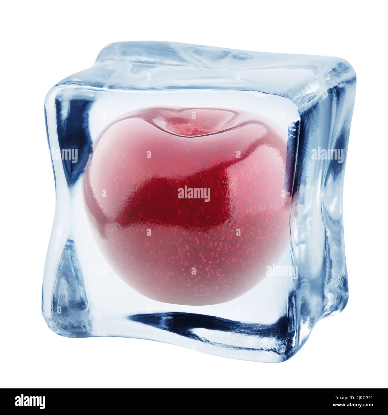 cherry in ice cube, isolated on white background, clipping path, full ...