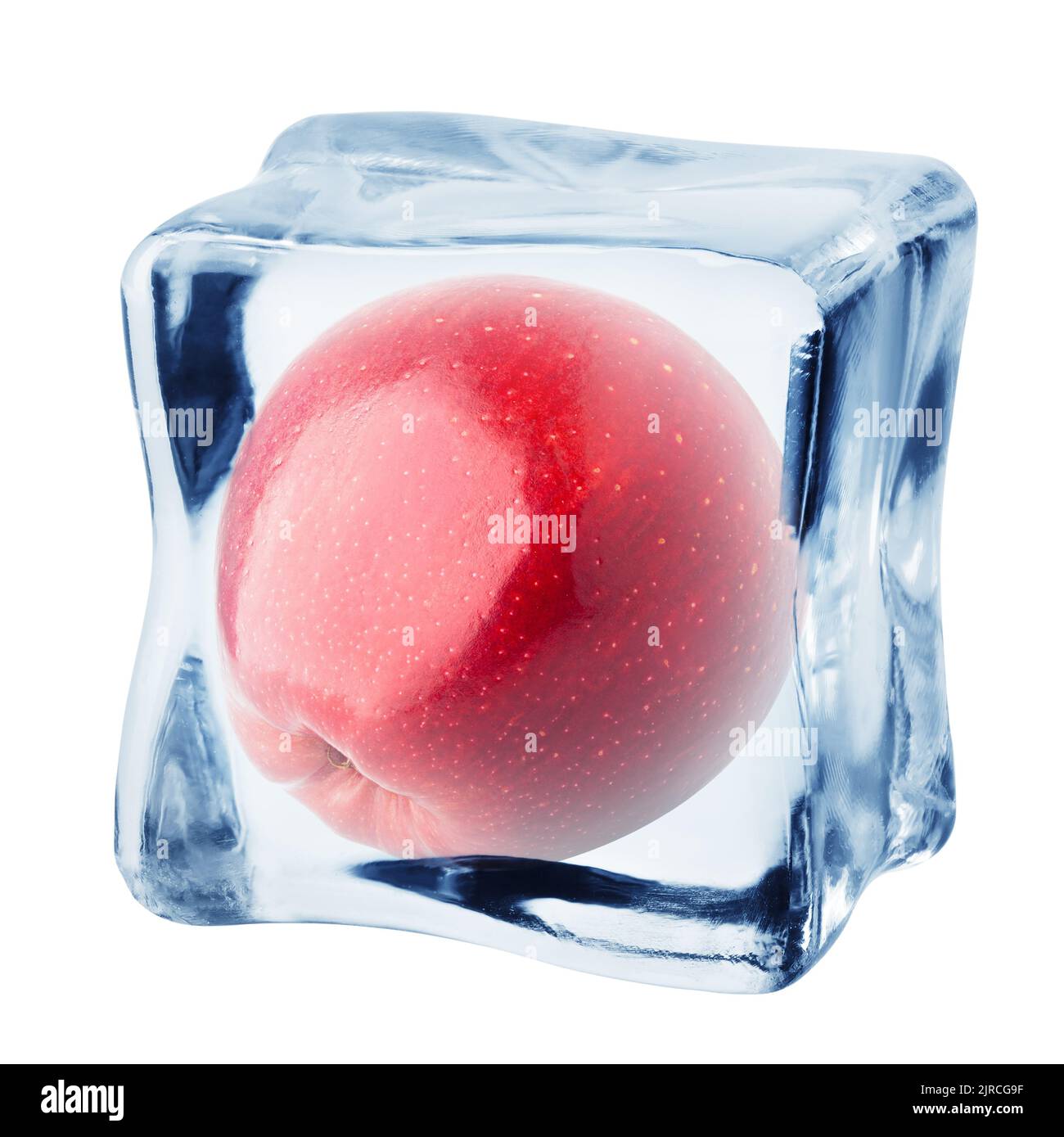 apple in ice cube, isolated on white background, clipping path, full ...