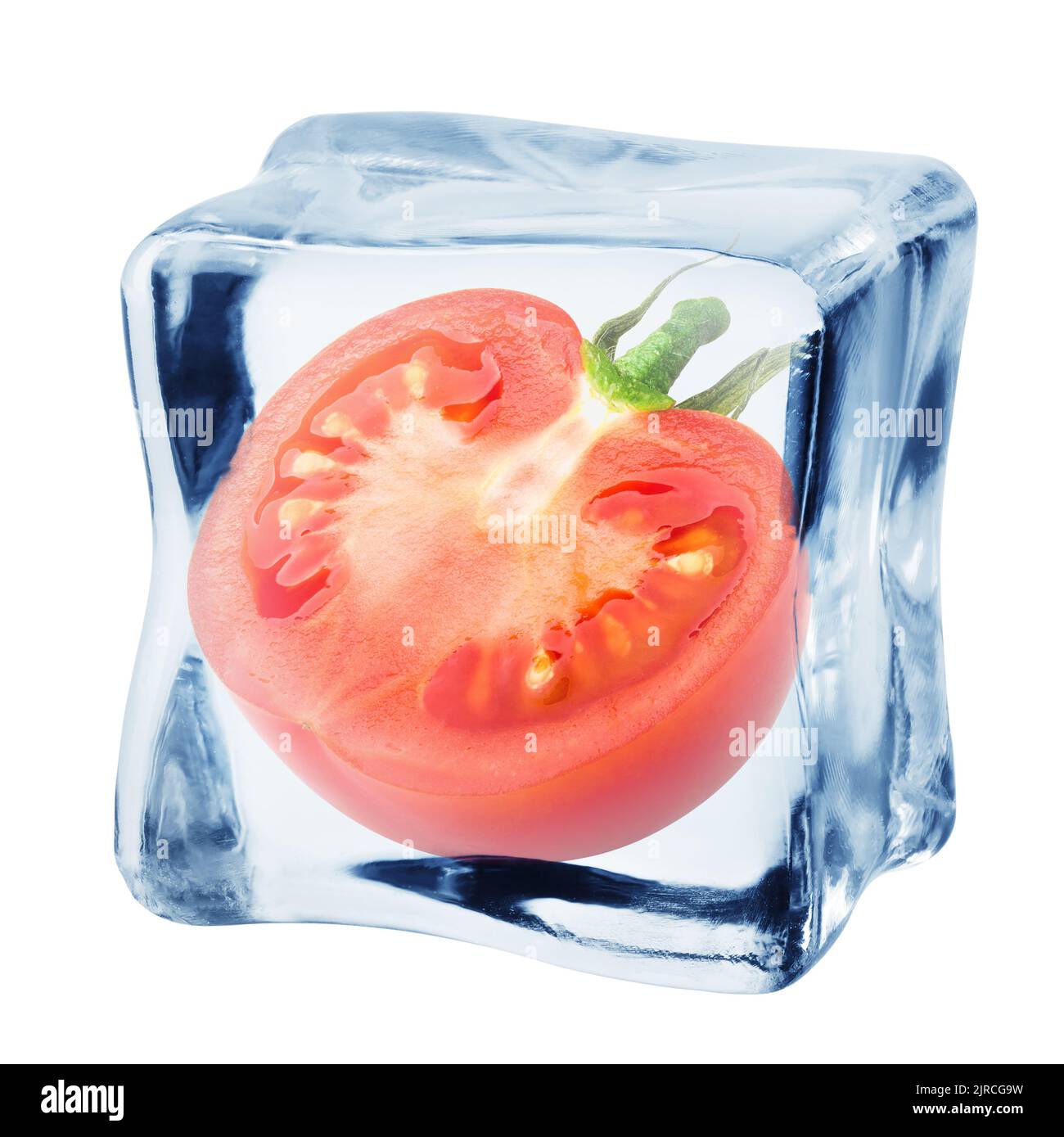 tomato in ice cube, isolated on white background, clipping path, full depth of field Stock Photo ...