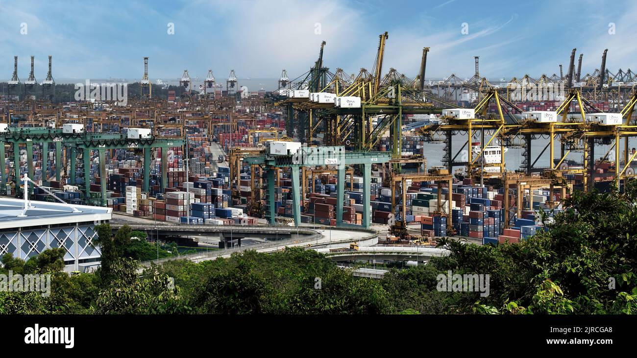 Port of Singapore, Busy Container Port Stock Photo - Alamy