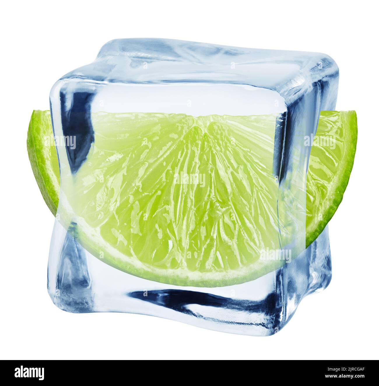 lime in ice cube, isolated on white background, clipping path, full ...