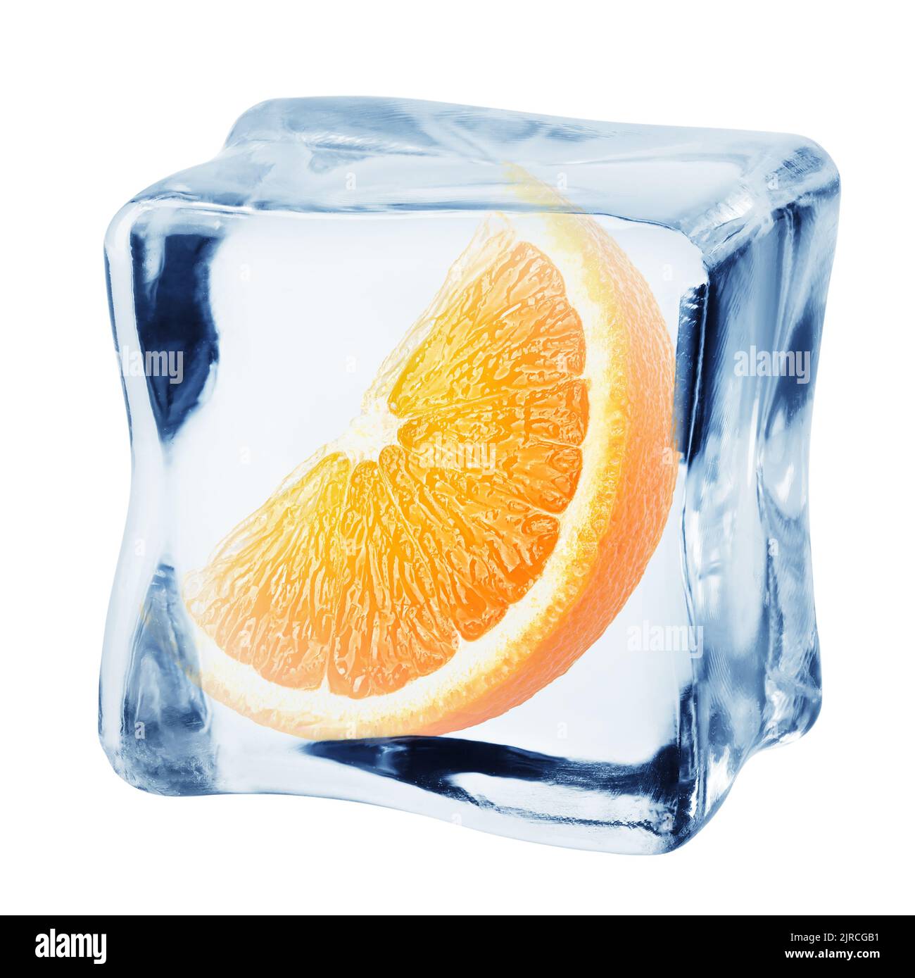 orange in ice cube, isolated on white background, clipping path, full ...