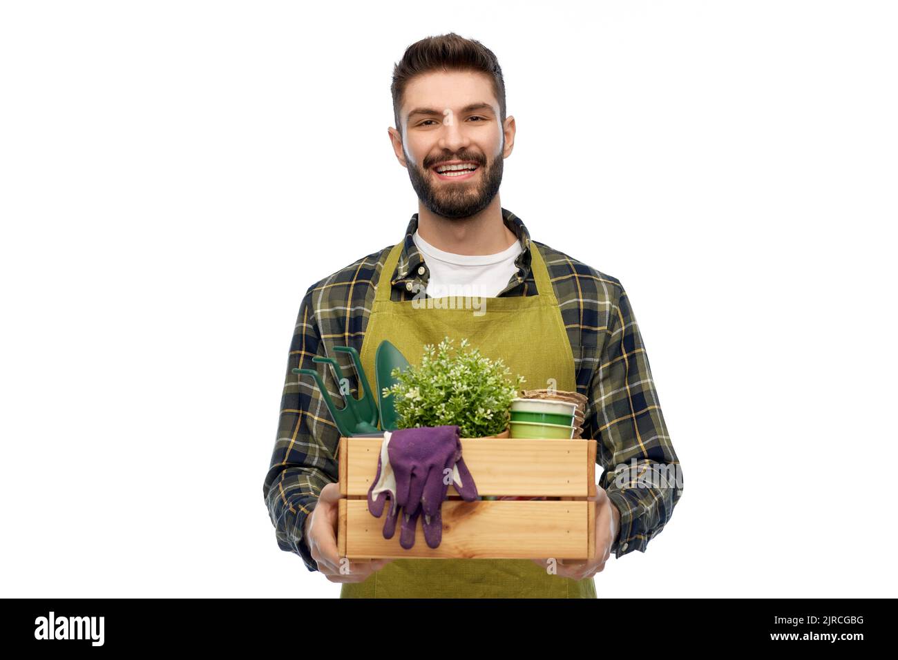 Portrait happy gardener tool hi-res stock photography and images - Alamy