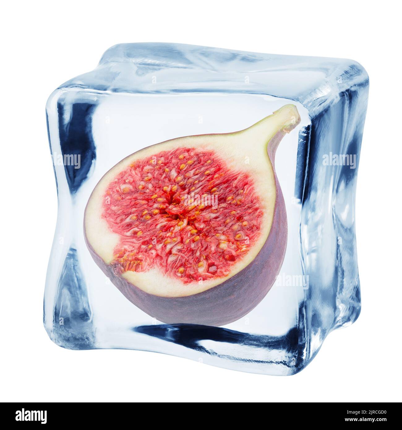 fig in ice cube, isolated on white background, clipping path, full ...
