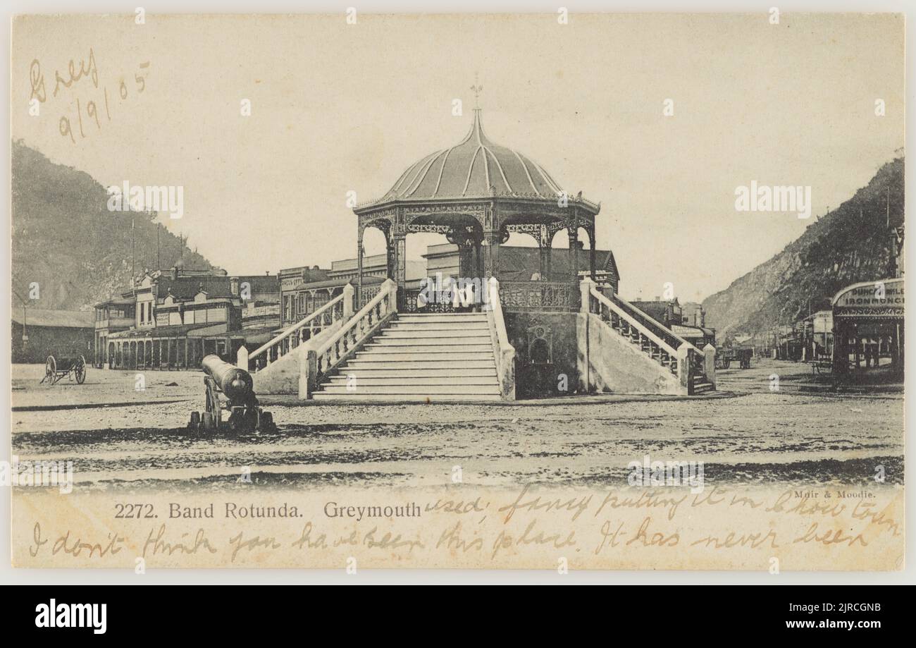 Band Rotunda, Greymouth, 1904, Greymouth, by Muir & Moodie Stock Photo ...