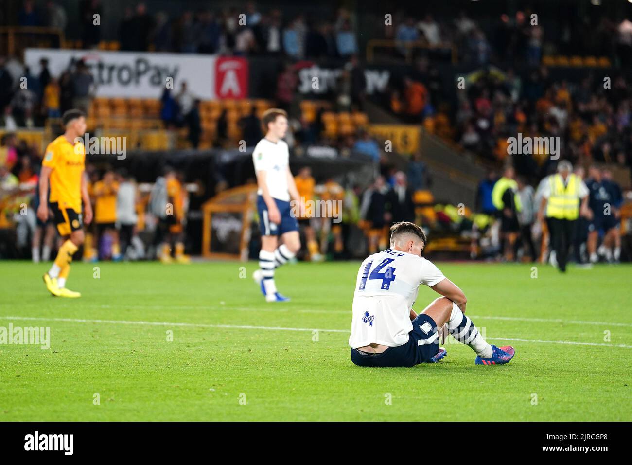 Preston North End's Jordan Storey looks dejected after the final ...