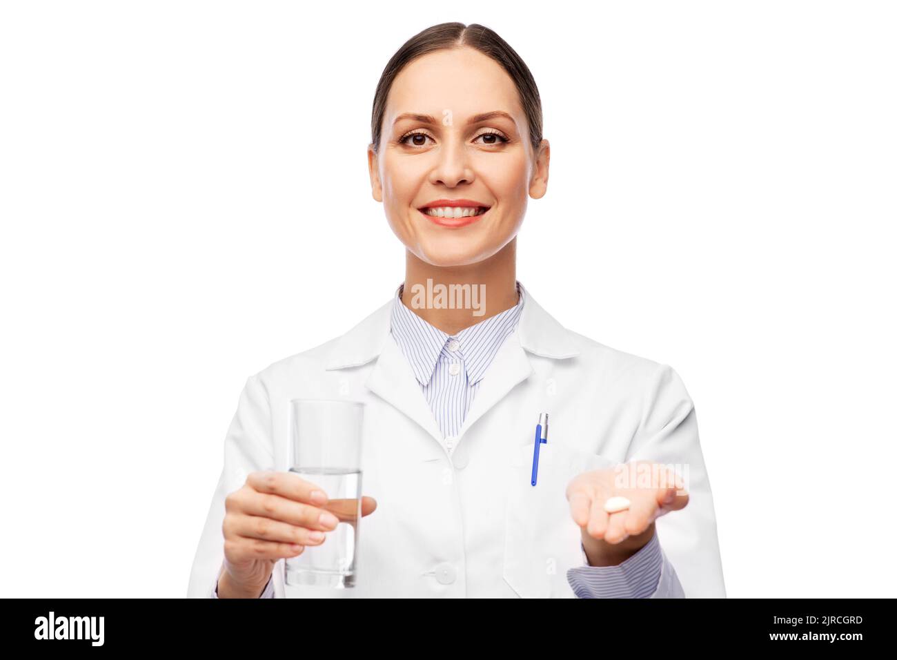female doctor with medicine and glass of water Stock Photo - Alamy